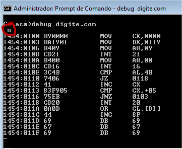 Instruções Assembly diretamente no Debug - Linguagem Assembly X86