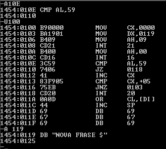 Instruções Assembly diretamente no Debug - Linguagem Assembly X86