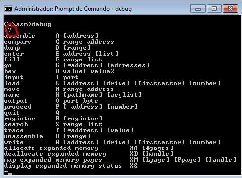 Instruções Assembly diretamente no Debug - Linguagem Assembly X86